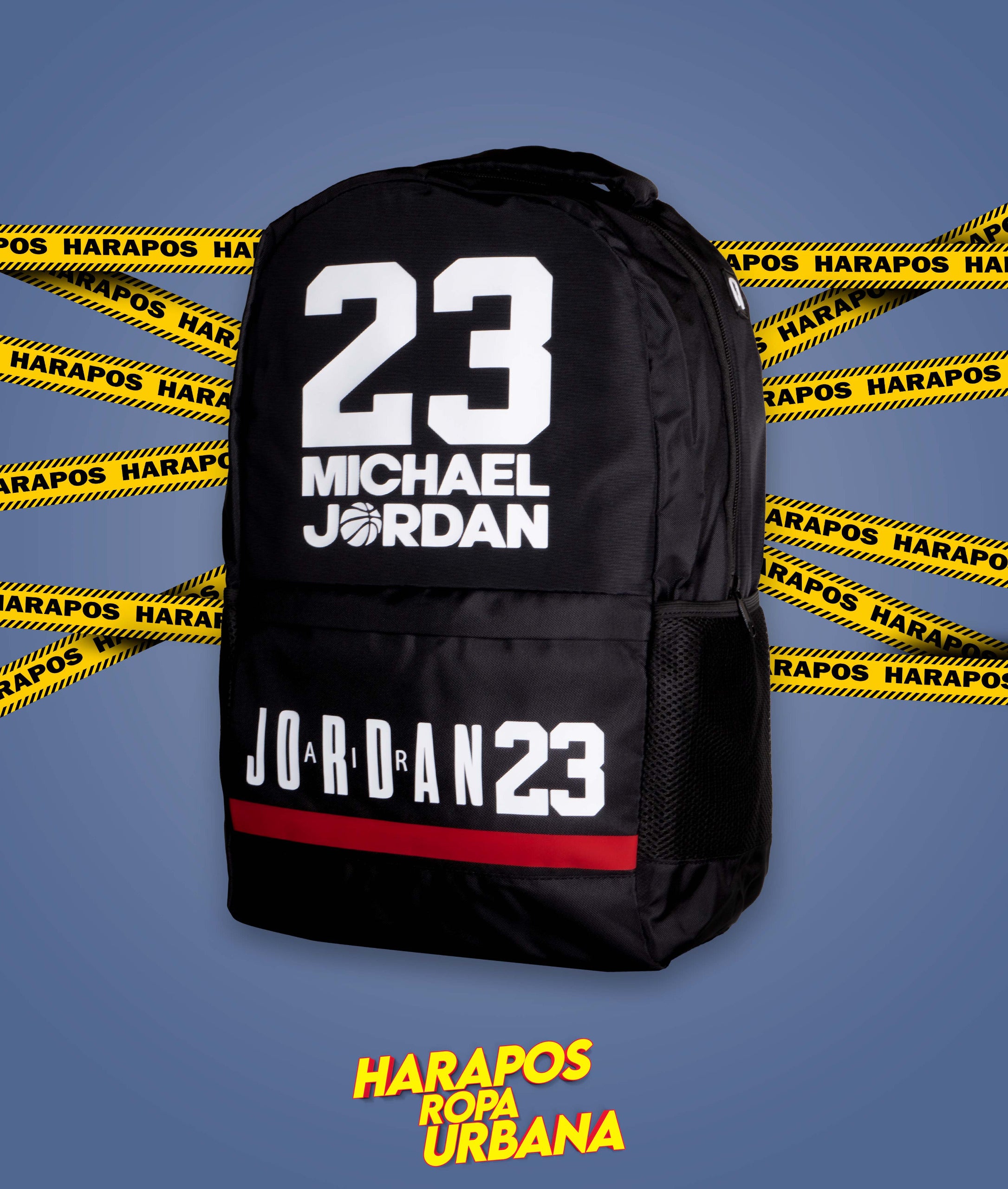 Mochila michael jordan air 23 negro letras y linea roja – haraposwebshop